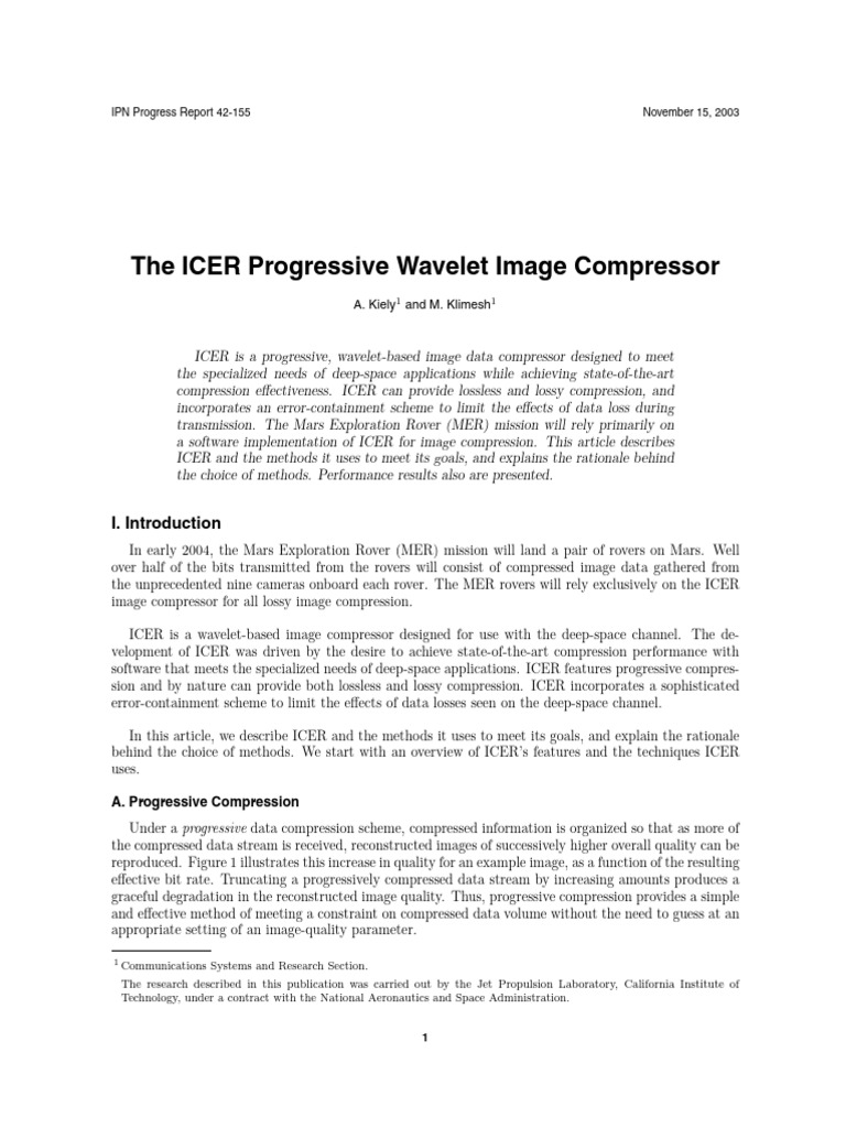 Icer Image Compression | PDF | Data Compression | Recording