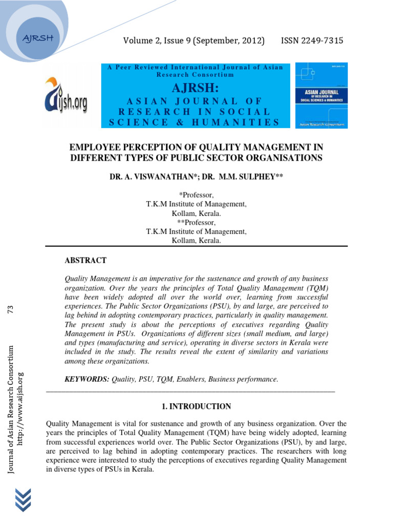 Employee Perception of Quality Managemen | PDF | Quality Management ...