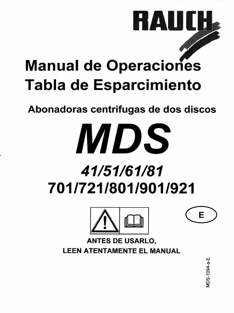 Manual de Operaciones y Tablas Rauch MDS | PDF