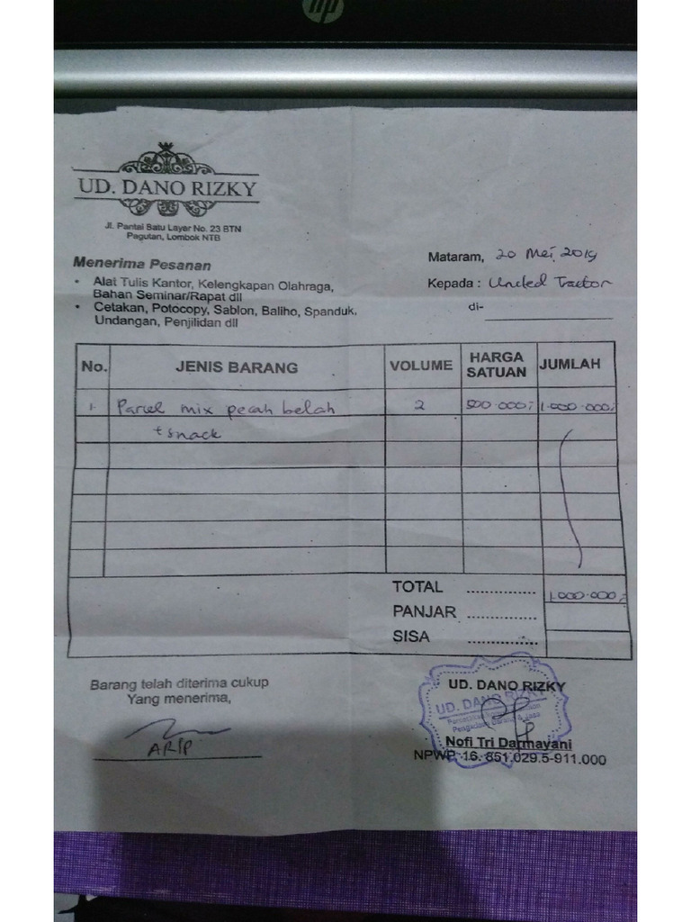 Nota Parcell Customer NTB | PDF