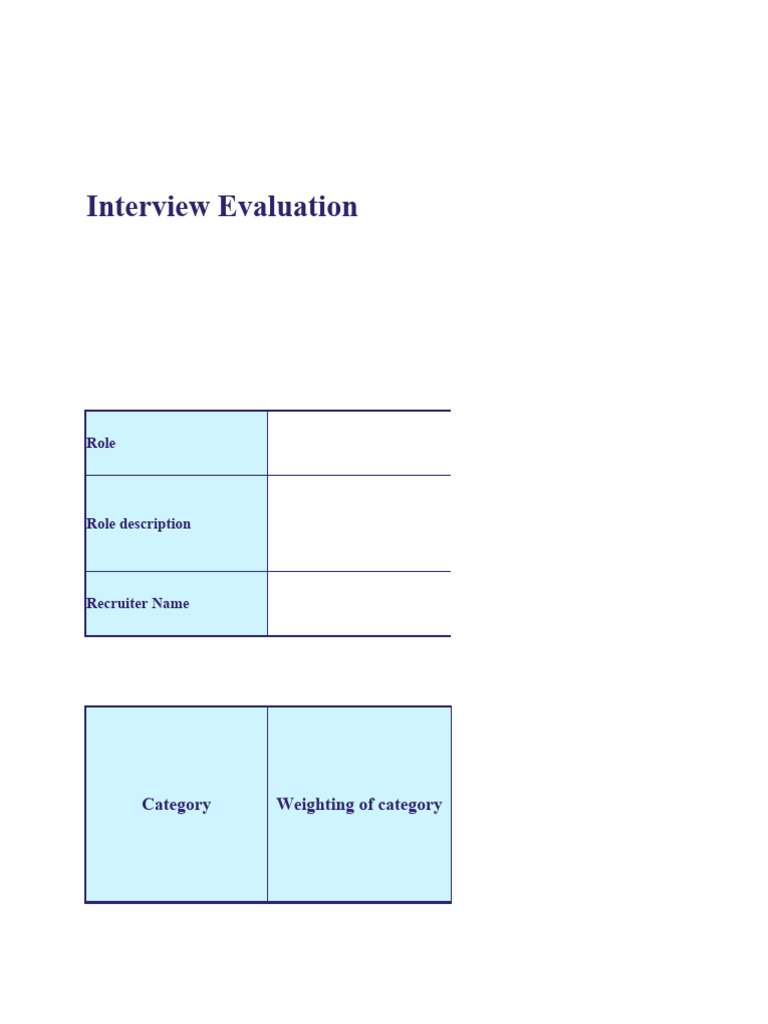 Interview Evaluation Template Excel 3 | PDF | Experience | Recruitment