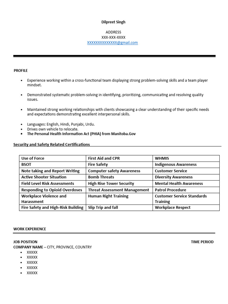 CV Pemplate | PDF | Skill