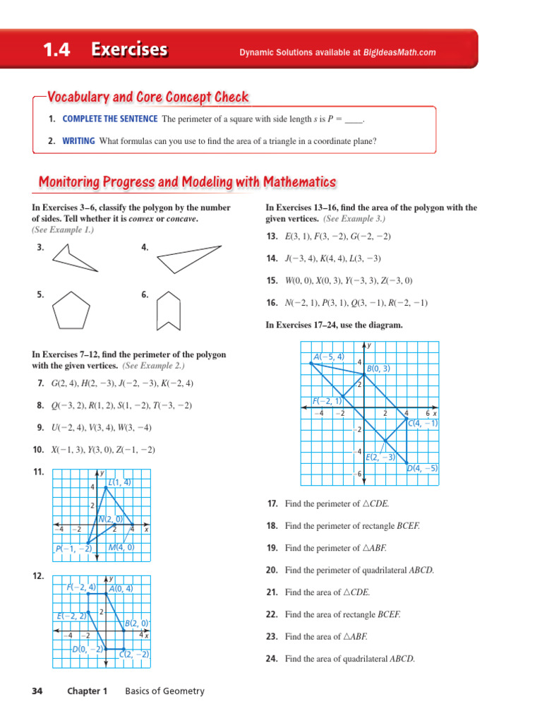 1.4 Textbook Practice | PDF | Area | Polygon