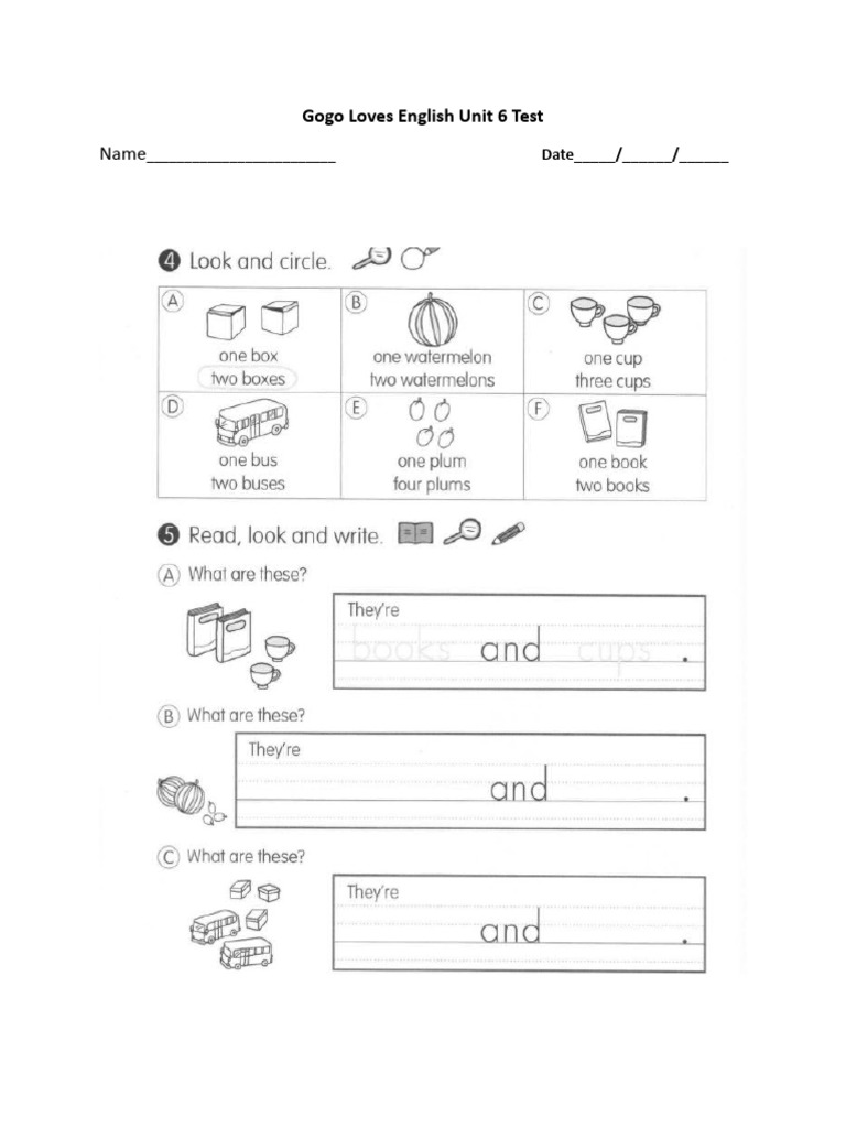 Gogo Loves English 6 Unit Test | PDF