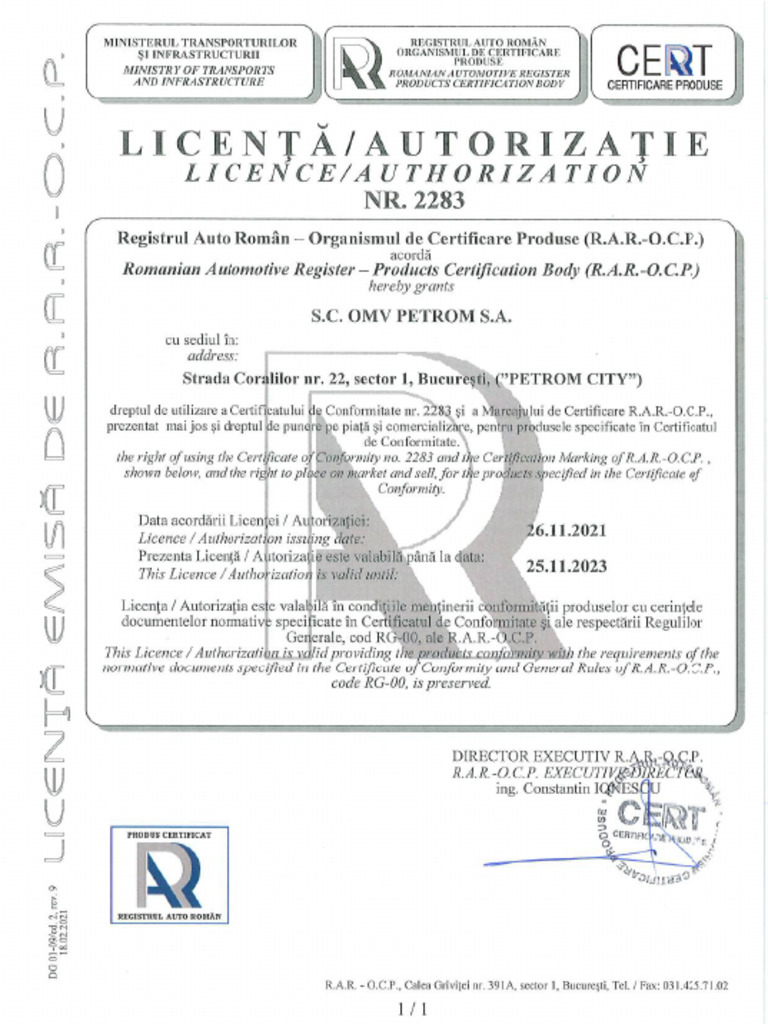 Licenta Benzina Standard 95 | PDF