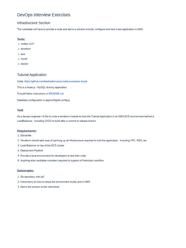 DevOps AWS Interview Exercise Guide | PDF