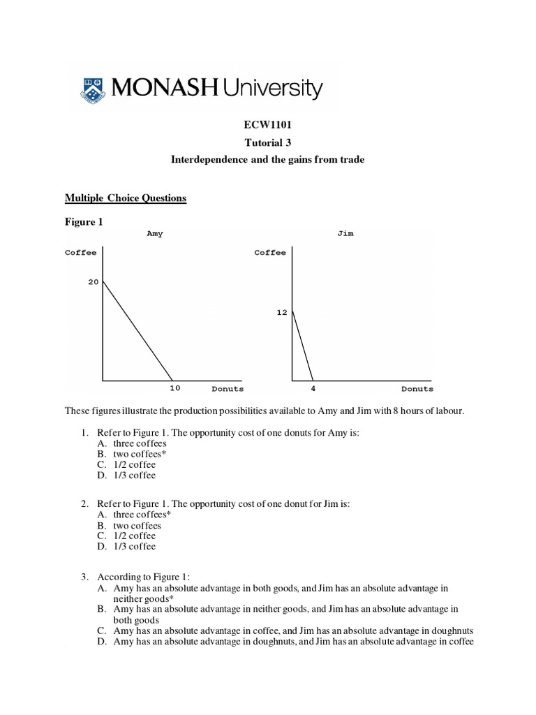 Tutorial 3, Week 3A | PDF | Comparative Advantage | Doughnut