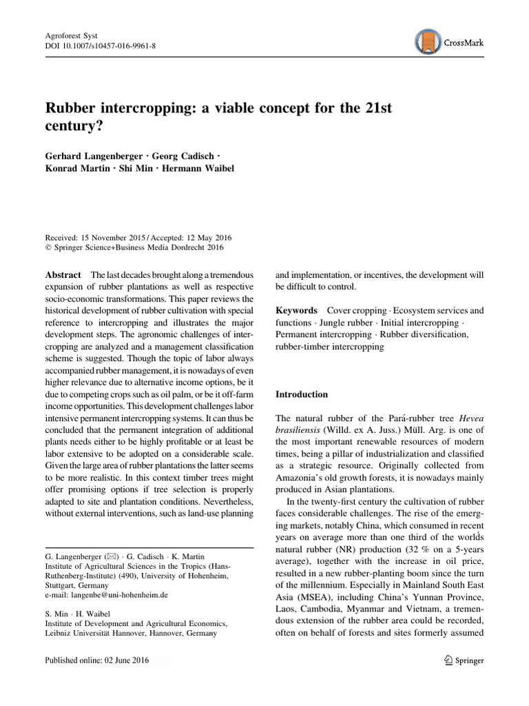 Rubber Intercropping | PDF | Natural Rubber | Agriculture