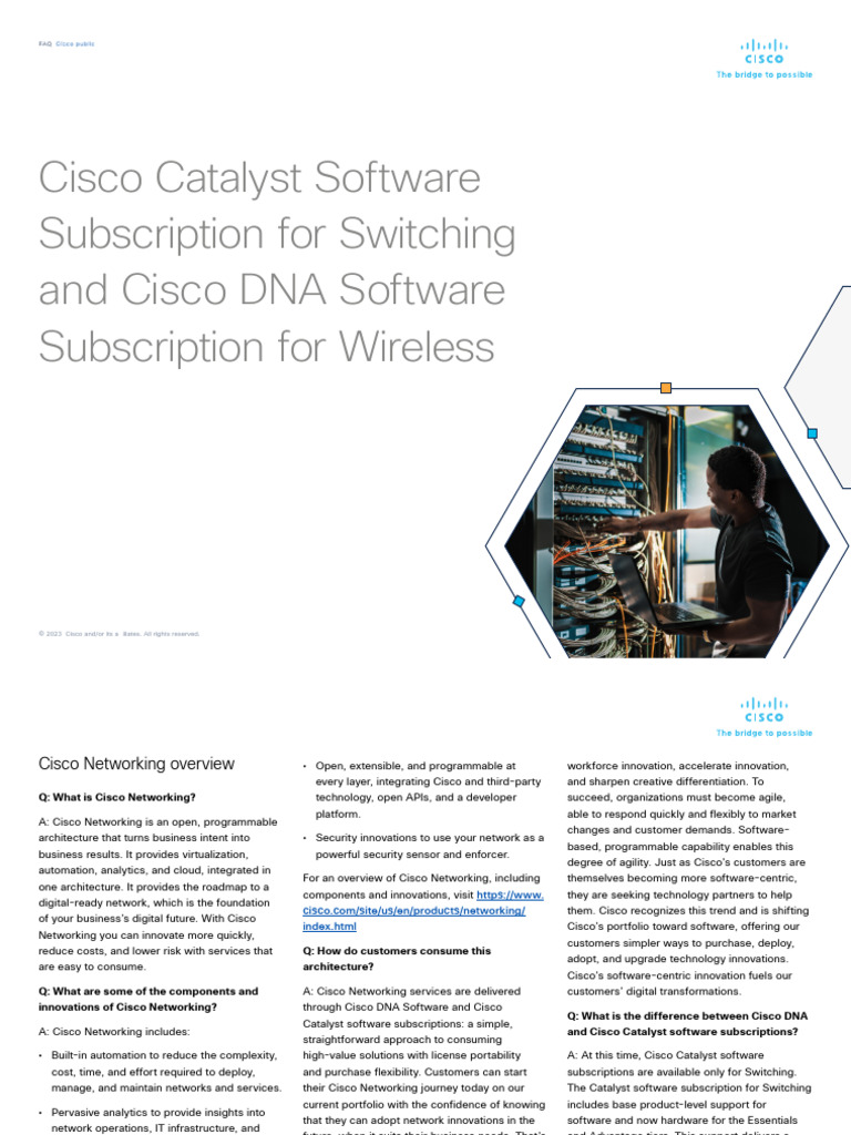 Cisco Catalyst Software Subscription For Switching and Cisco DNA Software Subscription For ...