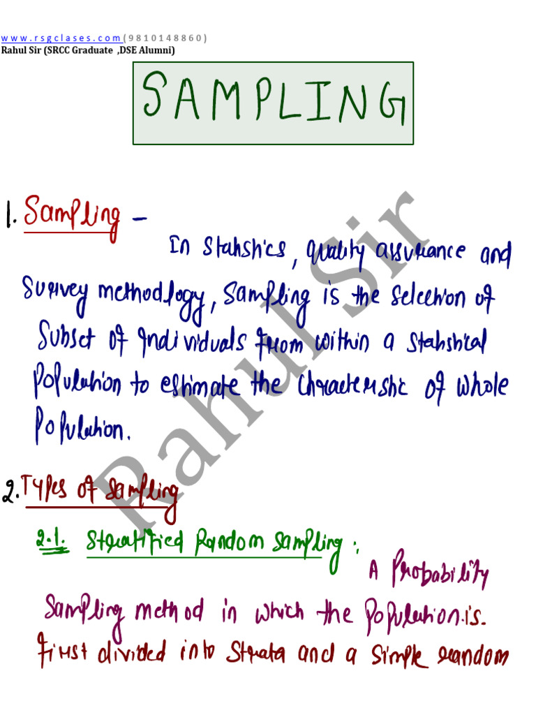 Sampling ,Estimation ,Hypothesis Notes | PDF | Estimator | Bias Of An ...