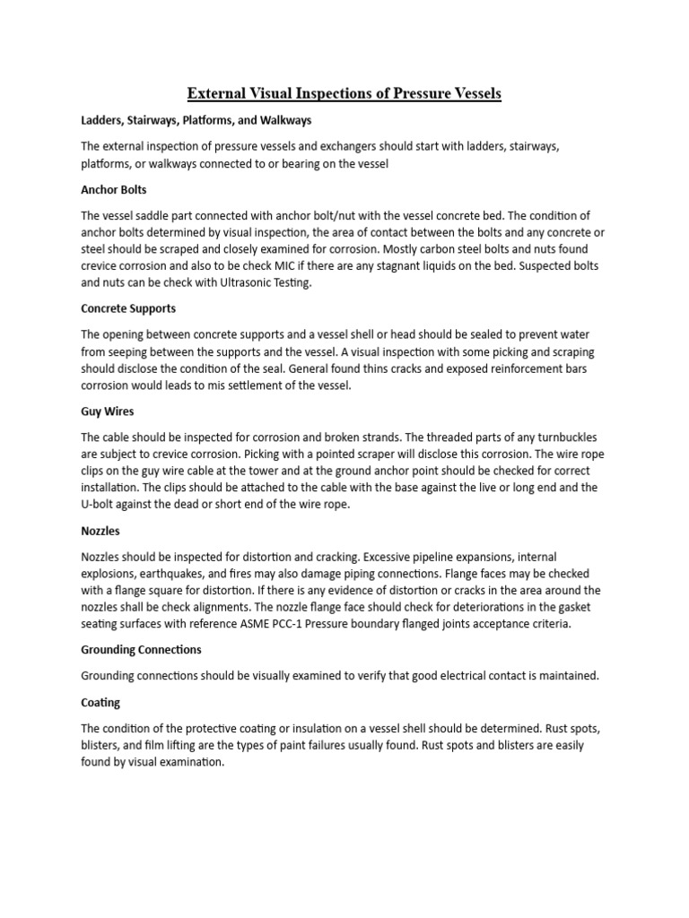 External Visual Inspections of Pressure Vessels | PDF | Corrosion ...