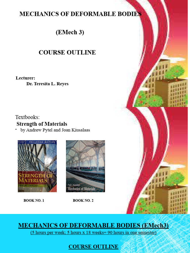 Emech 3 - Course Outline | PDF | Beam (Structure) | Bending