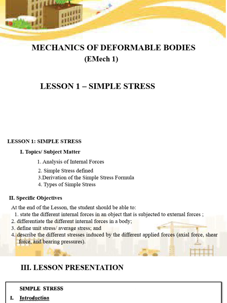 Emech 3 - Lesson 1 - Simple Stress | PDF