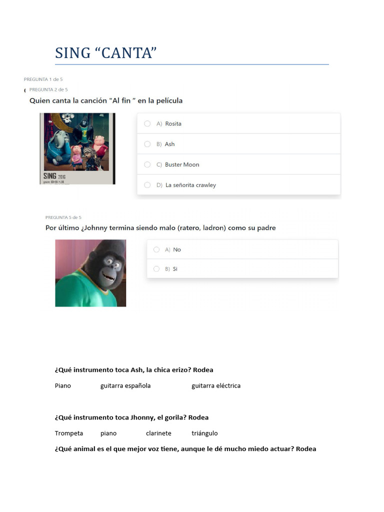 Examen Sing Canta | PDF