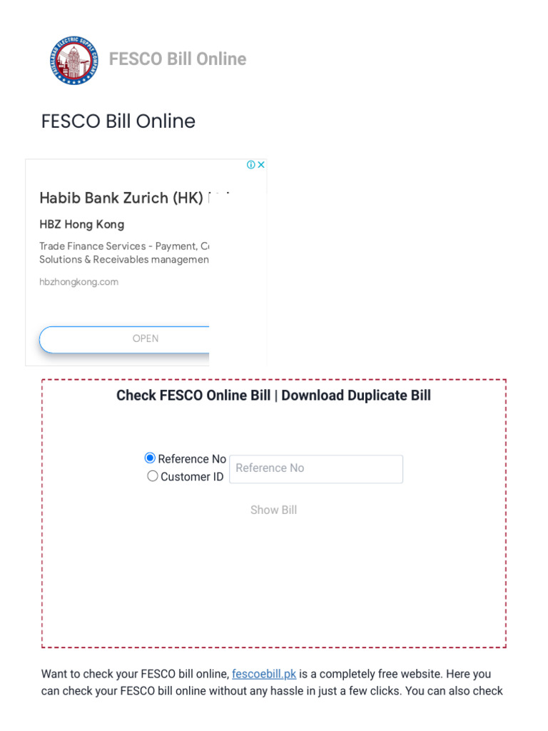 FESCO Bill Online | PDF