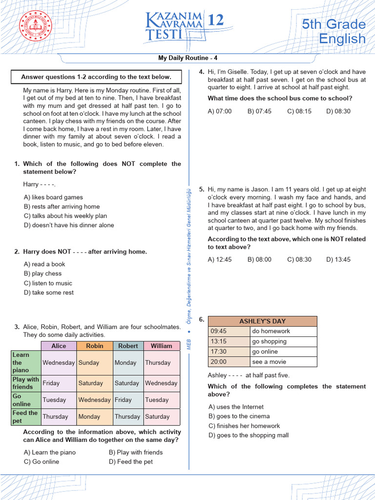 5th Grade English English | PDF