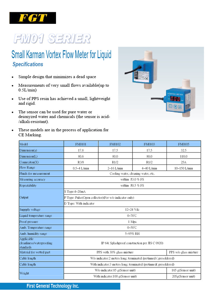 FM01 FGT | PDF | Sensor | Flow Measurement