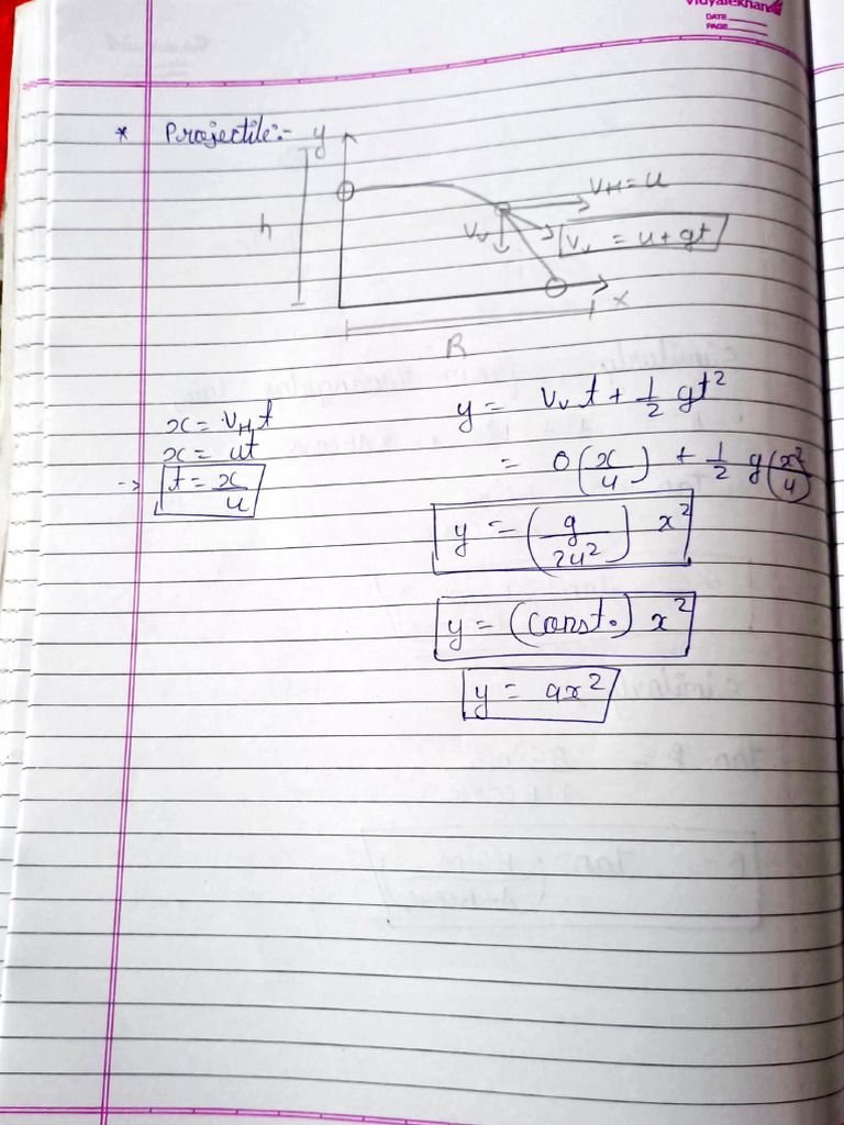 Projectile Motion Derivation Pdf