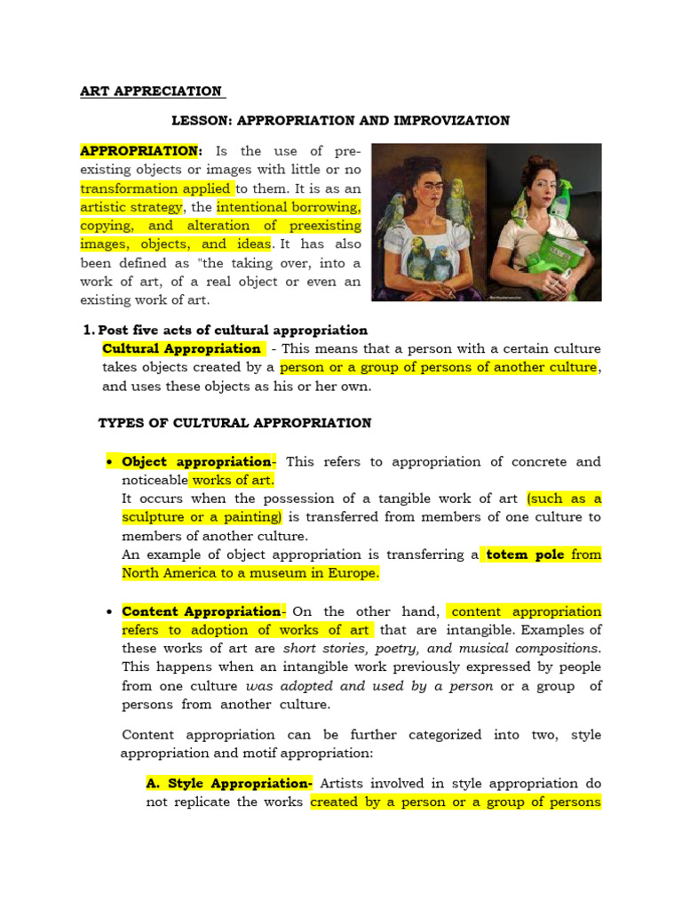 Art Appreciation | PDF | Improvisation