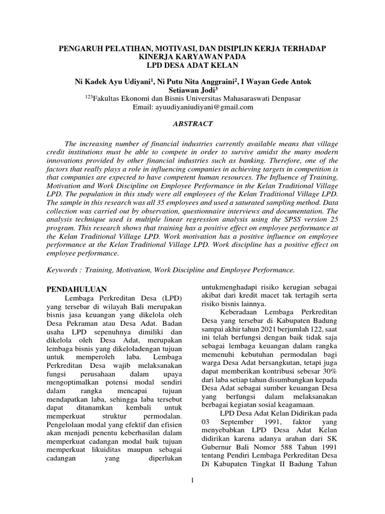 Artikel SDM NI KADEK AYU UDIYANI FIX | PDF | Bisnis