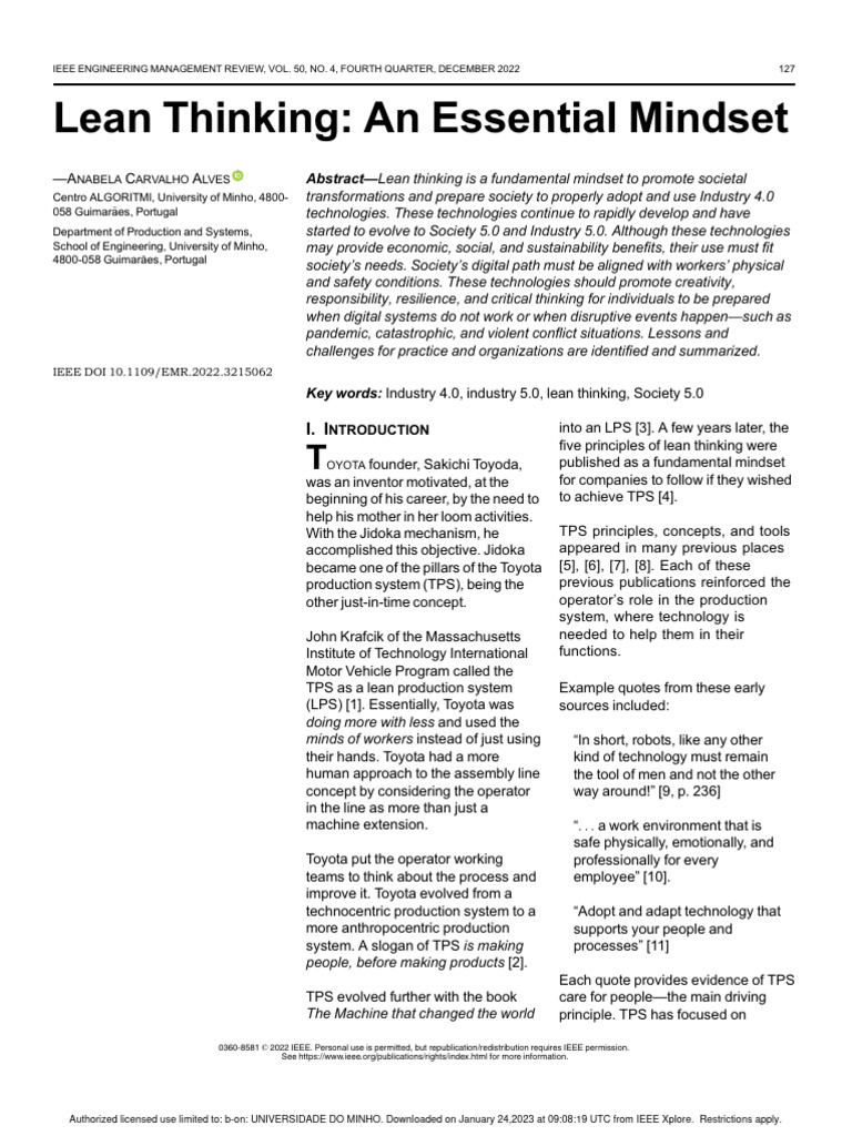 Lean Thinking An Essential Mindset | PDF | Lean Manufacturing ...