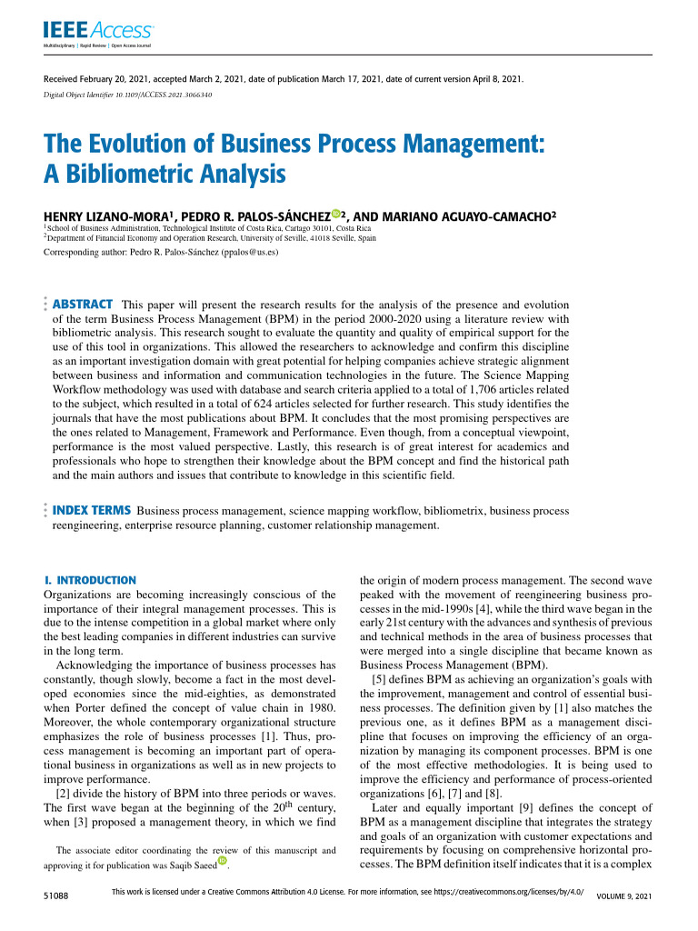 The Evolution of Business Process Management A Bibliometric Analysis | Download Free PDF ...