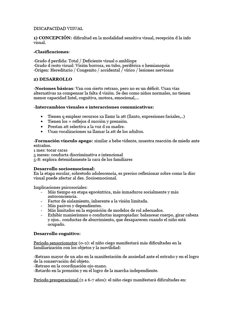 DISCAPACIDAD VISUAL | PDF | Discapacidad visual | Plan de estudios