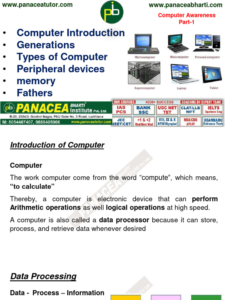 Class 1 Computer - Introdcution and Type of Computer 1 | PDF | Integrated Circuit | Computer ...