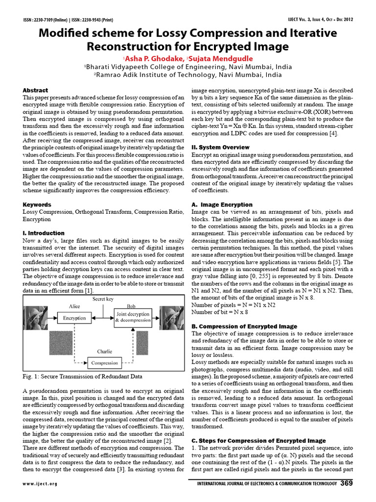 Modified Scheme For Lossy Compression An | PDF | Data Compression | Information And ...