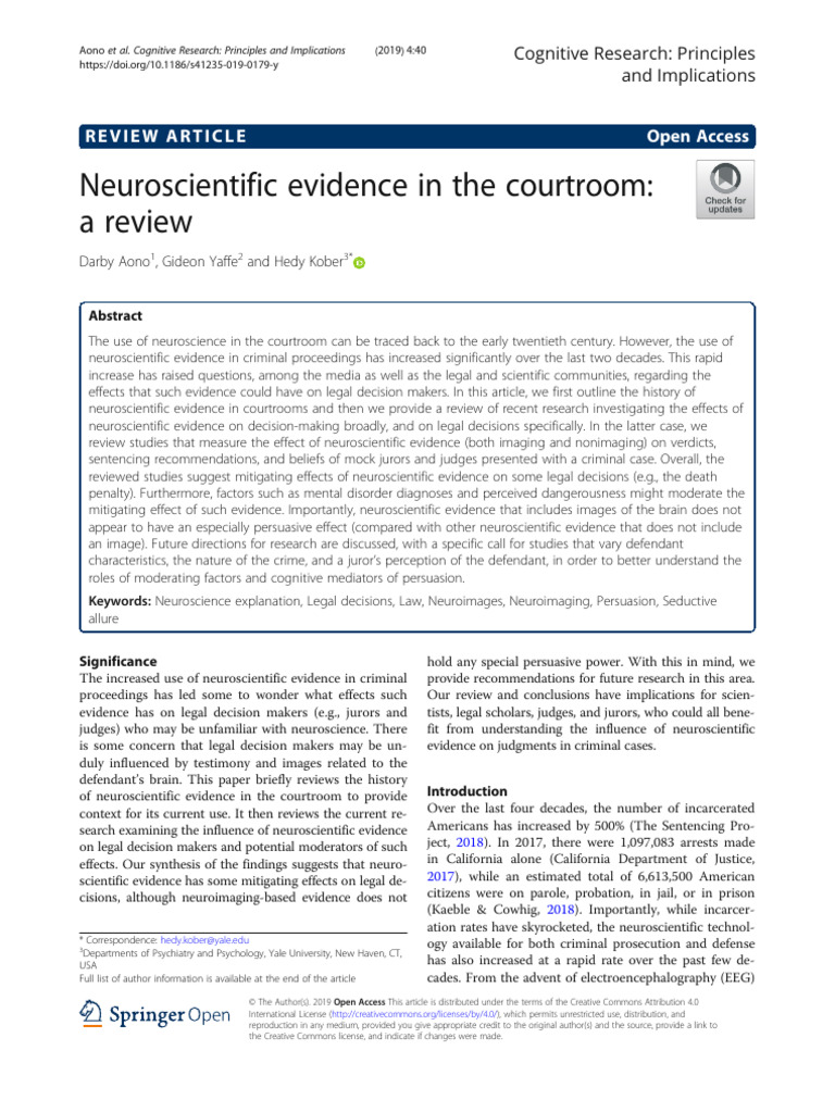 Neuroscientific Evidence in The Courtroom: A Review: Reviewarticle Open ...