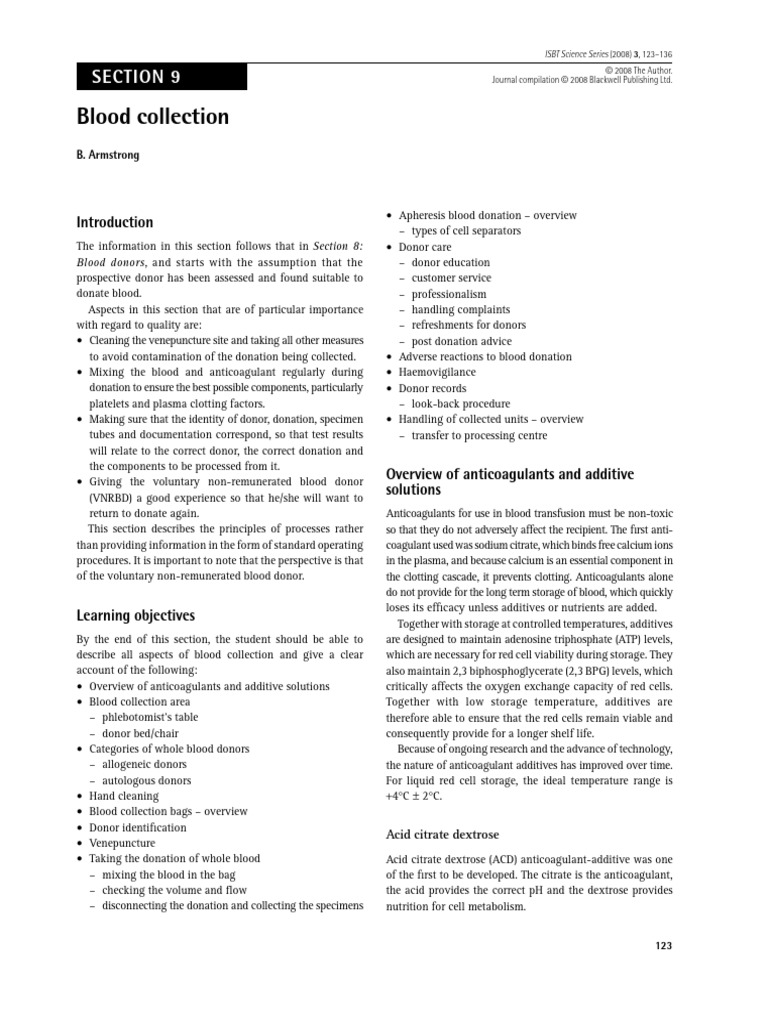 Blood Collectionj - 1751-2824 - 2008 - 00191 | PDF | Blood Donation ...