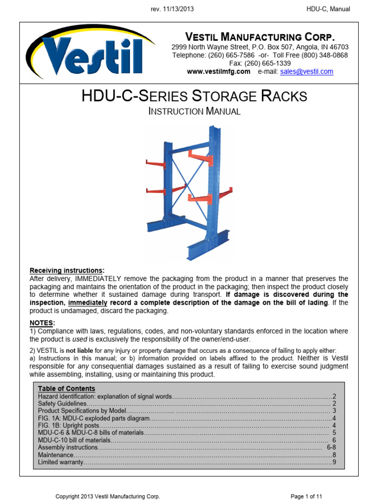 MDU, Manual - Heavy Duty Rack 3 | PDF | Screw | Packaging And Labeling