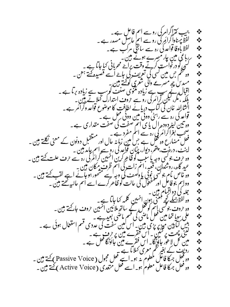 Urdu Grammar Notes | PDF
