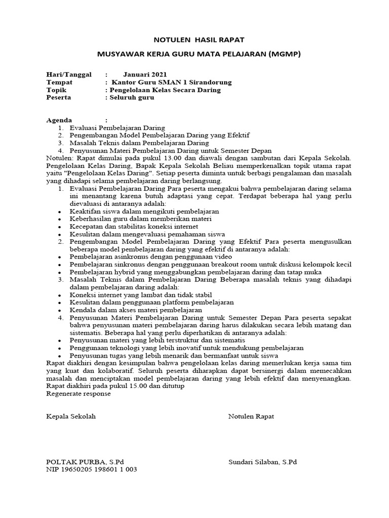 Notulen Rapat 2021 | PDF