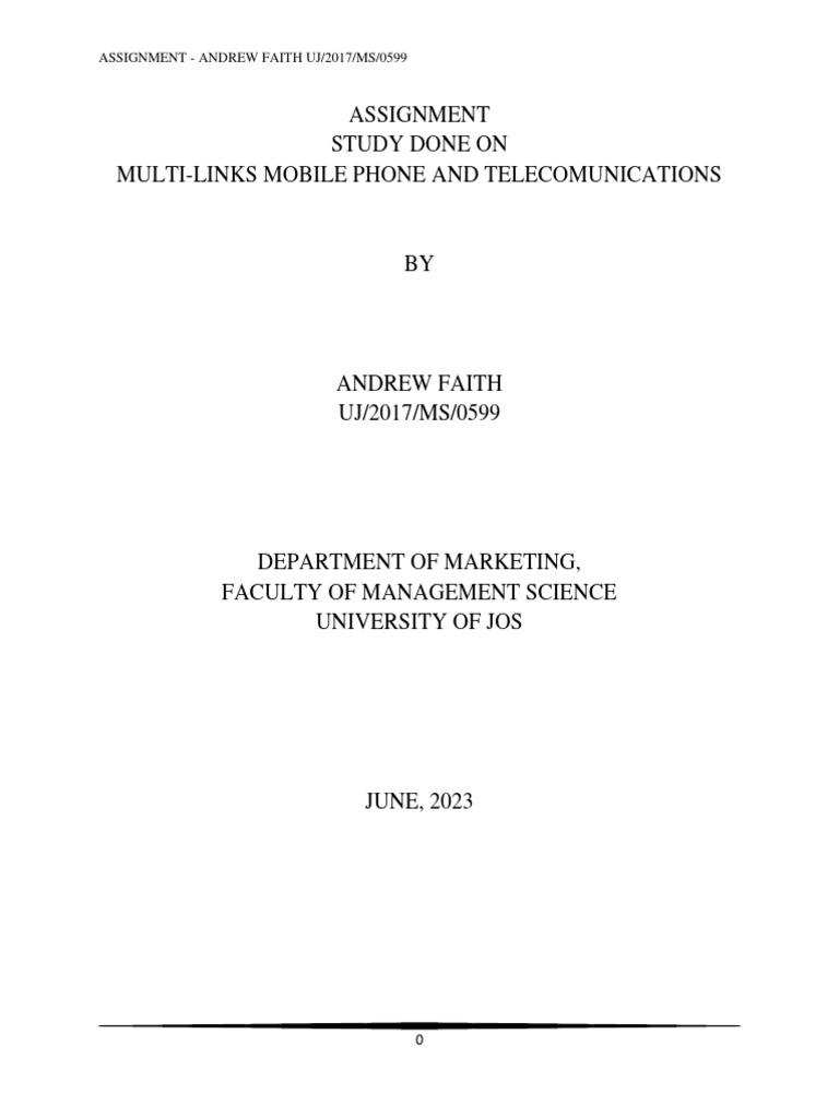 ANDREW FAITH - Assignment On Multilinks | PDF | Mobile Phones | Telephone
