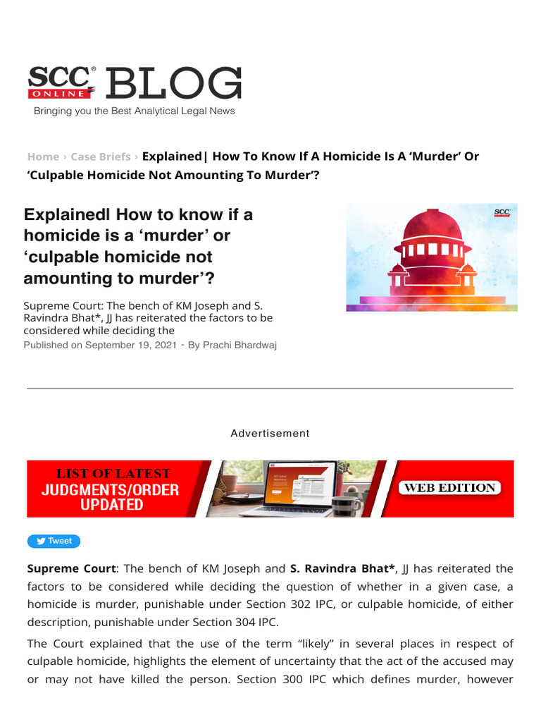 Explained - How To Know If A Homicide Is A 'Murder | PDF | Murder | Crimes