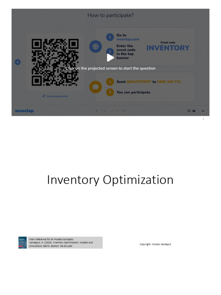 Lecture 5 - Inventory Optimization | PDF | Inventory | Logistics