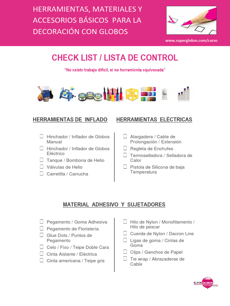 CHECK LIST MATERIALES Y HERRAMIENTAS | PDF | Materiales | Sector ...