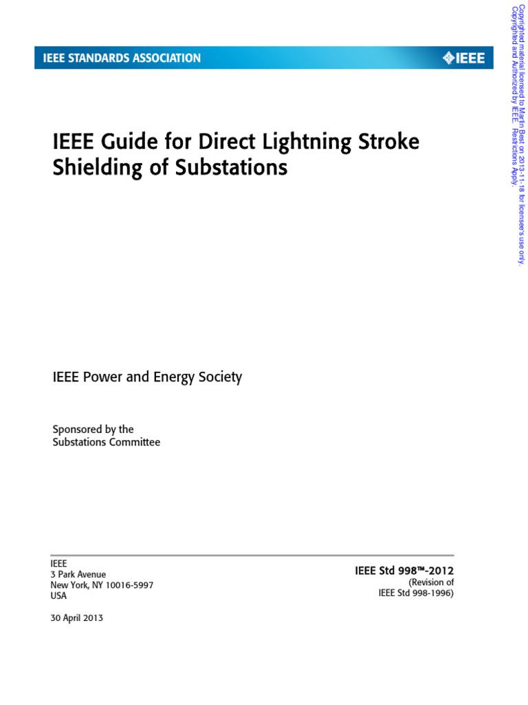 998-2012 IEEE Guide For Direct Lightning Stroke Shielding of ...