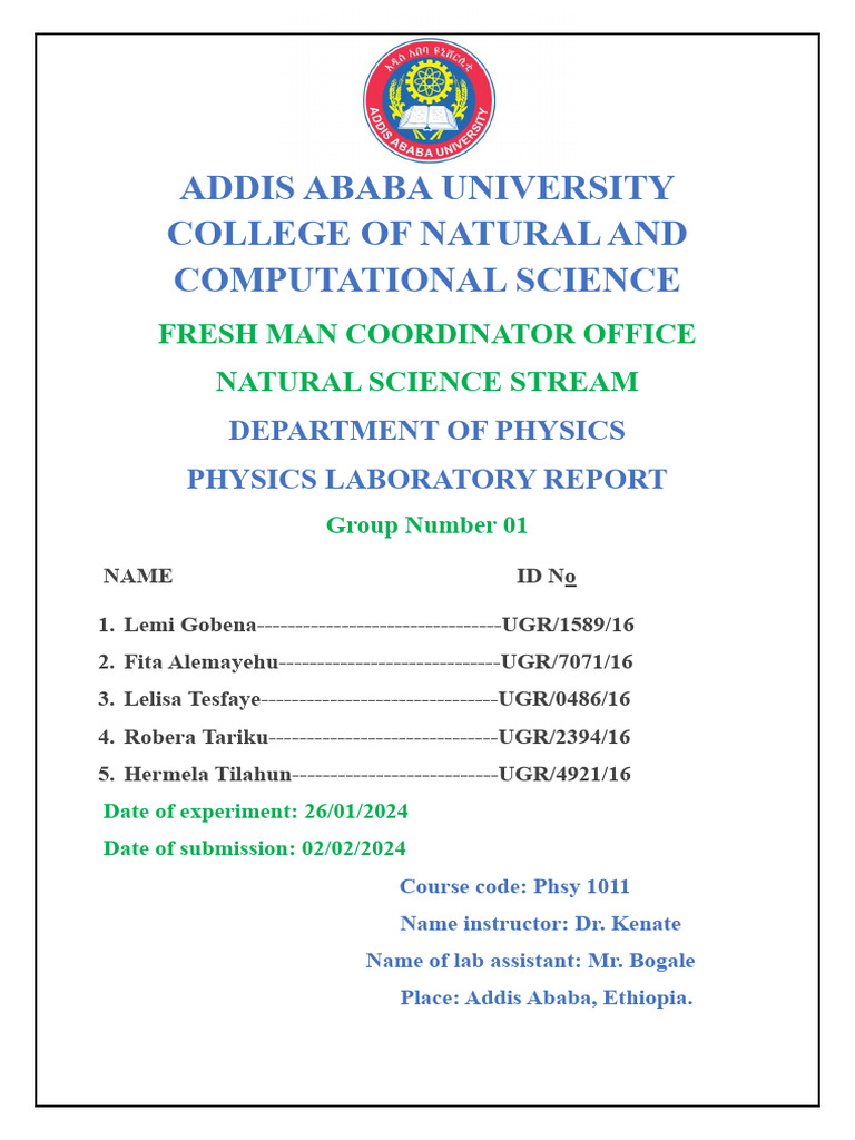 Laboratory Report Final | PDF | Pendulum | Measurement