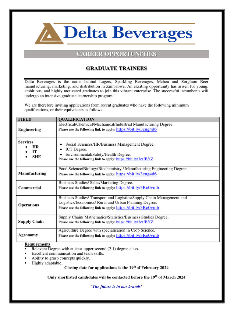 Graduate Traineeship Intake 2024 Advert | PDF