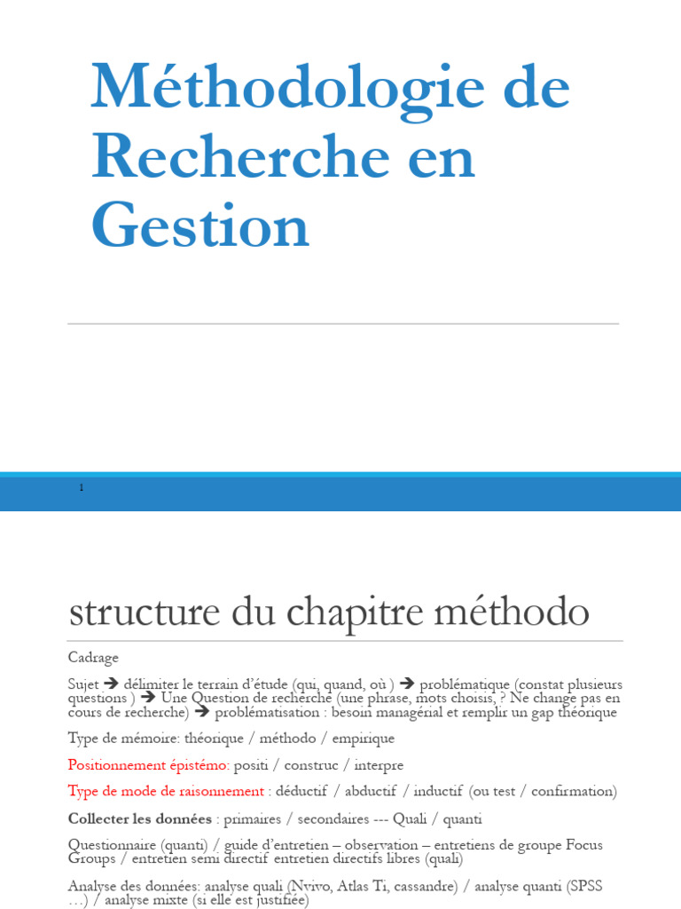 Méthodologie de recherche en gestion | PDF | Marge d'erreur ...