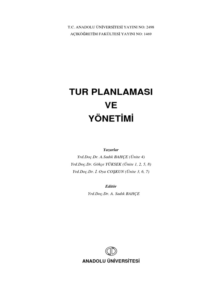 Tur Planlamasi Ve Yöneti̇mi̇ | PDF