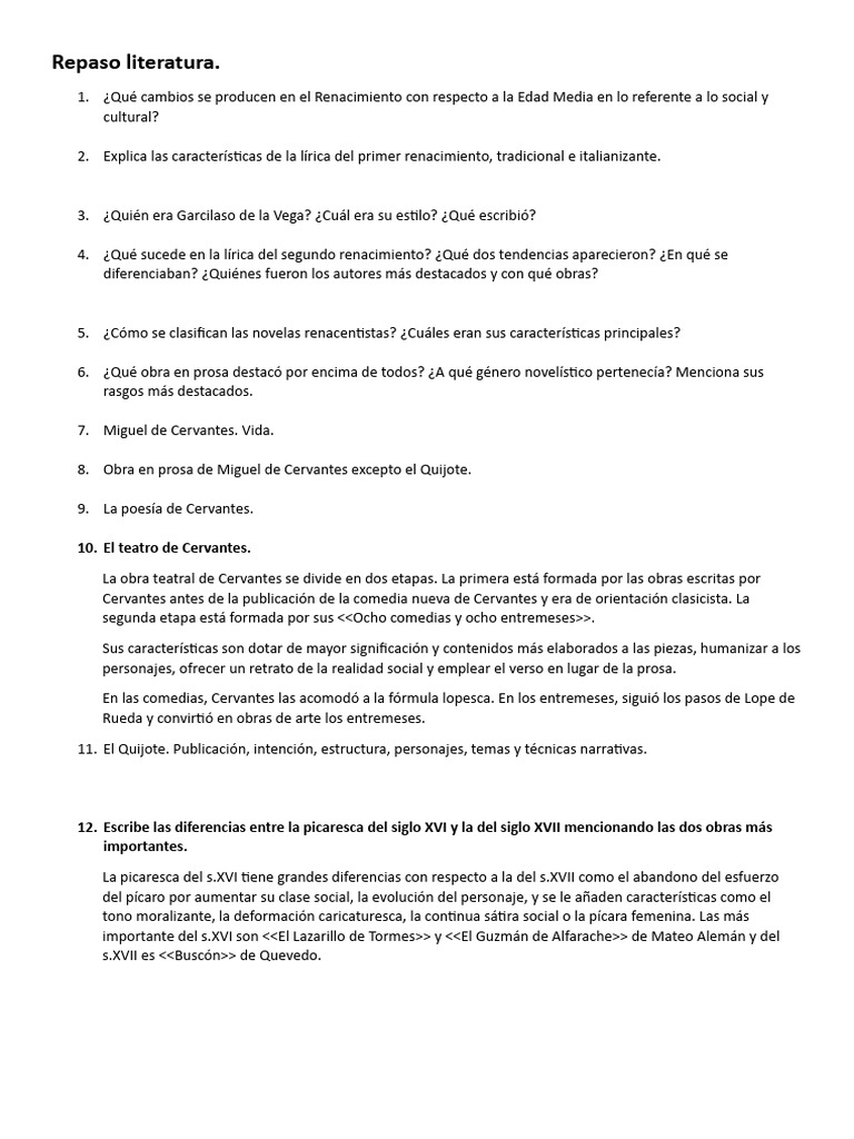 Repaso Literatura 1 Bach | PDF