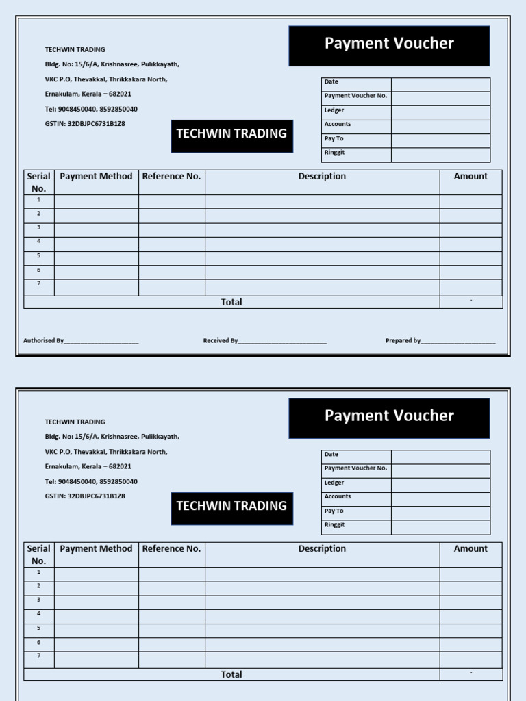 Payment Voucher Template for Techwin | PDF