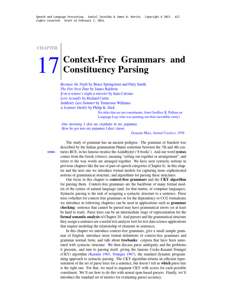 Context-Free Grammars and Constituency Parsing | PDF | Parsing | Phrase