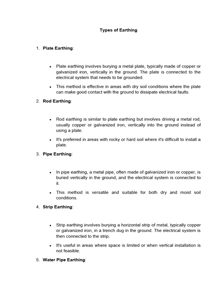 Types of Earthing | PDF | Power Engineering | Electrical Equipment