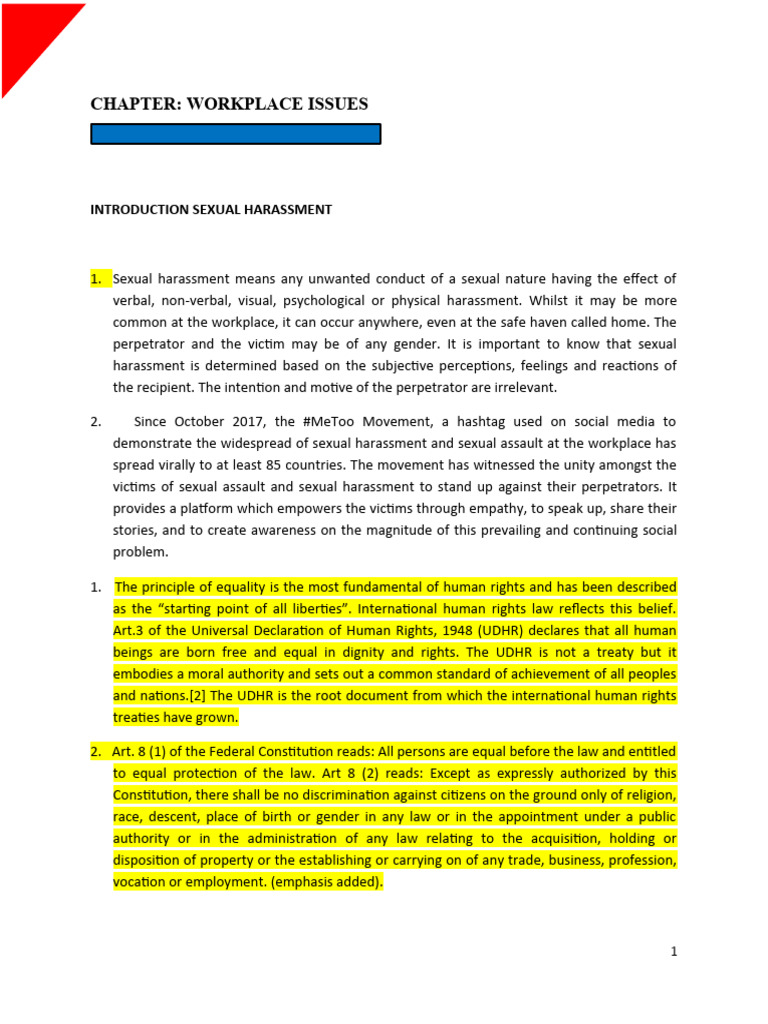 Business Ethics Notes MGT3213 Chapter 9 Workplace Issues Supplement ...