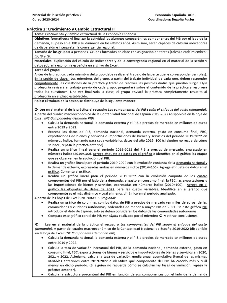 MATERIAL ALUMNO Pra¿ctica 2 2023-2024 | PDF | Producto Interno Bruto | Bienes