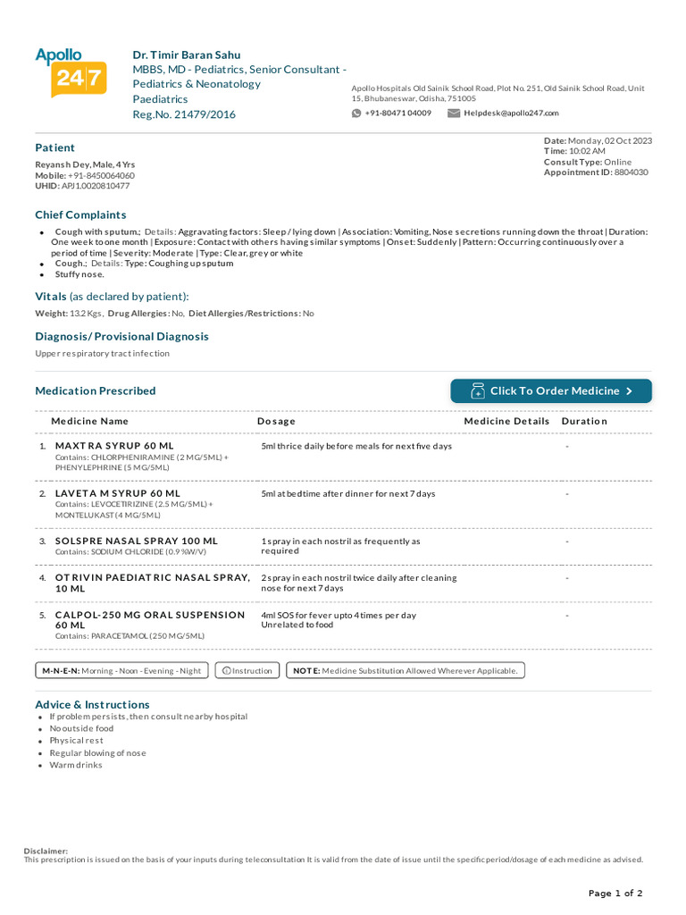 MBBS, MD - Pediatrics, Senior Consultant - Pediatrics & Neonatology ...